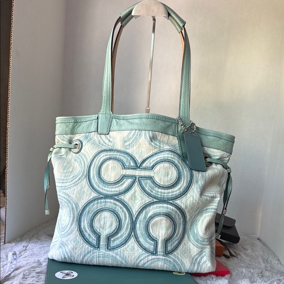 Coach | Bags | Coach Blue Signature Canvas Tote Bag | Poshmark